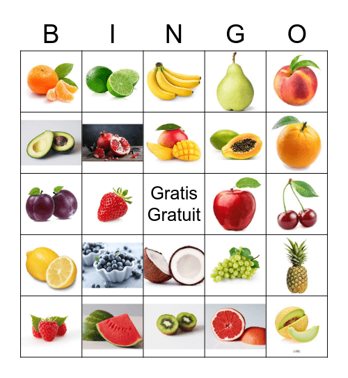 Las Frutas/Les Fruits Bingo Card