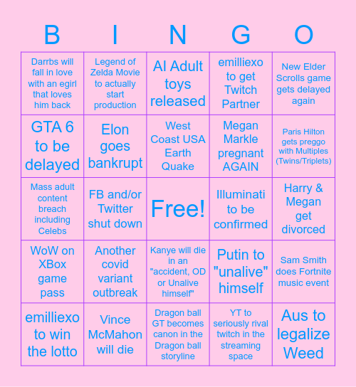 2023 Bingo Bitches Bingo Card