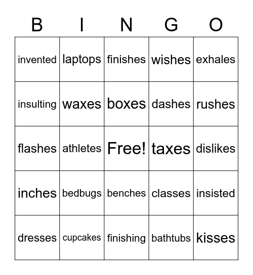 UNIT 13 Bingo Card