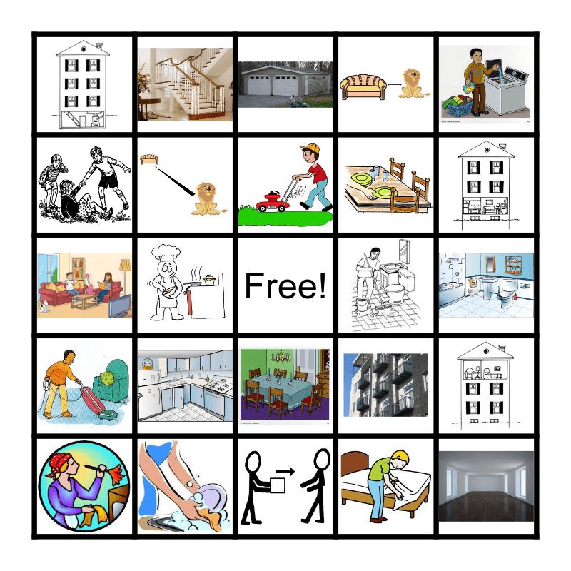 6B Cuartos y Quehaceres Bingo Card
