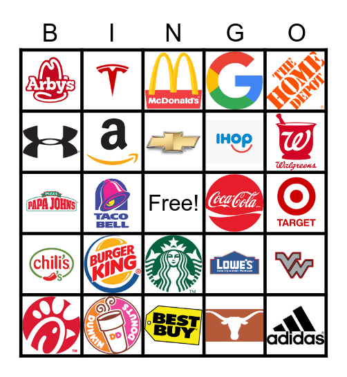 Brand Logos Bingo Card