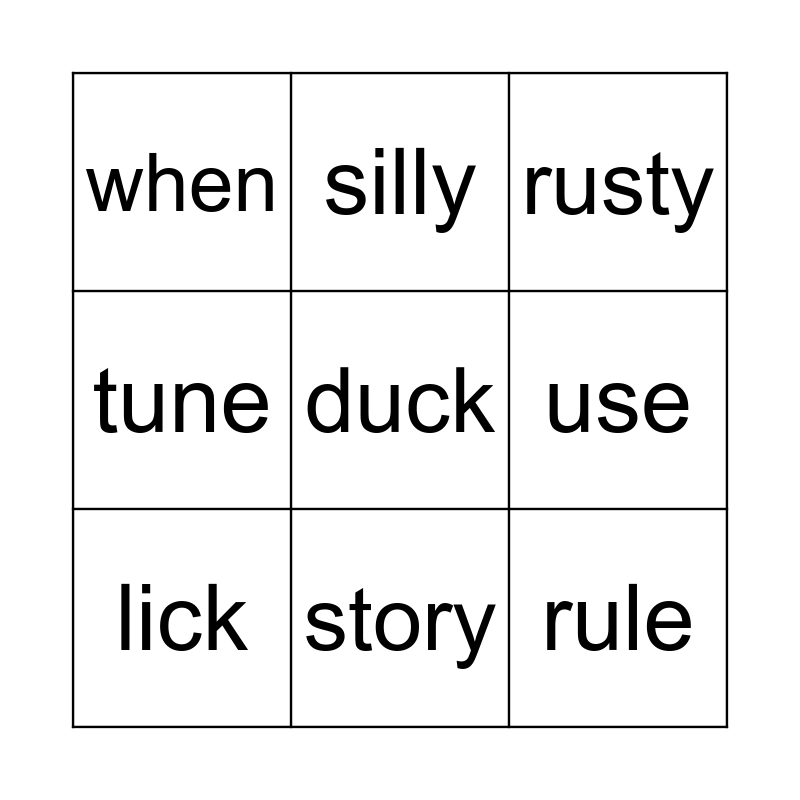 Sound Bingo Card