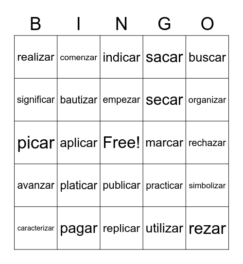 El pretérito con -car, -gar, -zar Bingo Card