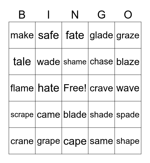 Long a Bingo Card