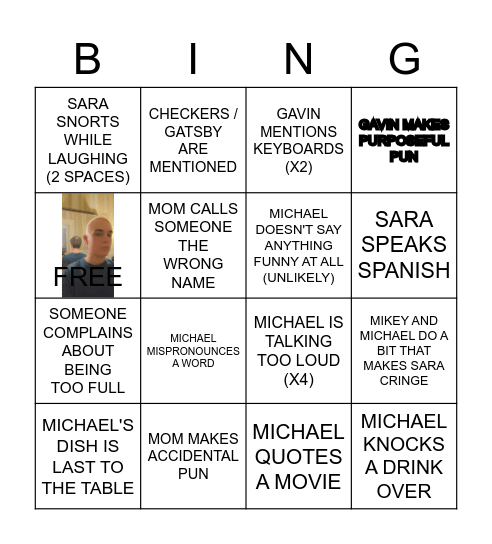 DAD Bingo Card