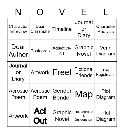 Novel Bingo Card