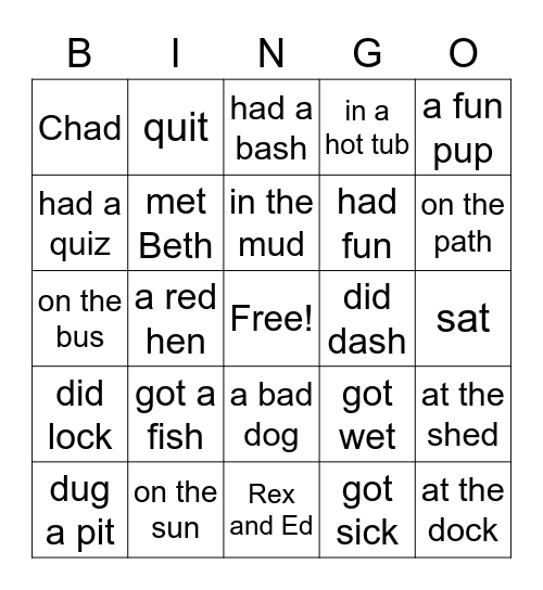 Decodable Phrases Bingo Card
