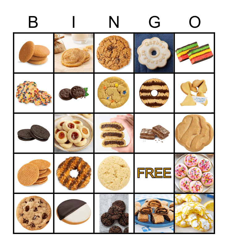 Cookie Bingo Card