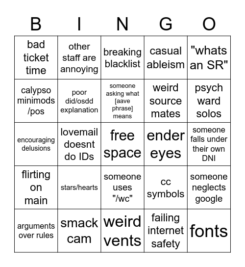 Finding Sourcemates Bingo Card