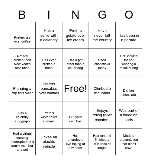 Program Support Branch Bingo Card