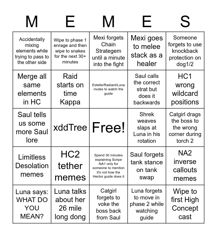 Static memes Bingo Card