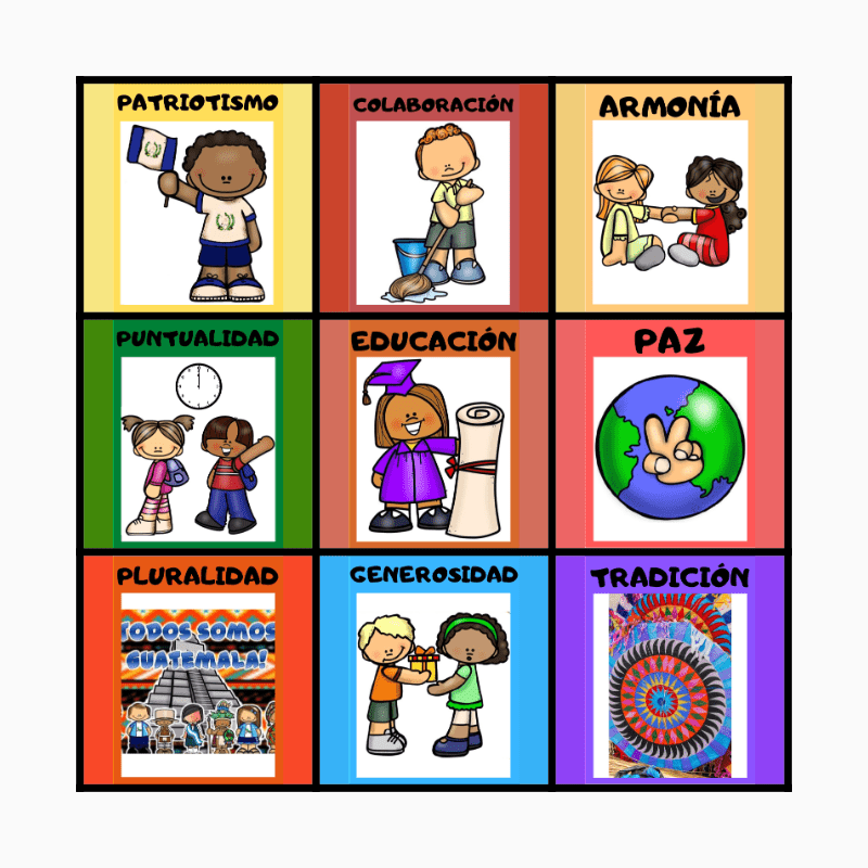 LOTERÍA DE VALORES CULTURALES Bingo Card