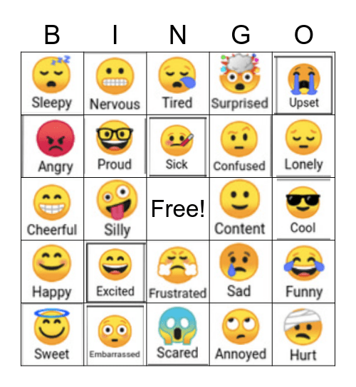 Feelings Bingo Card