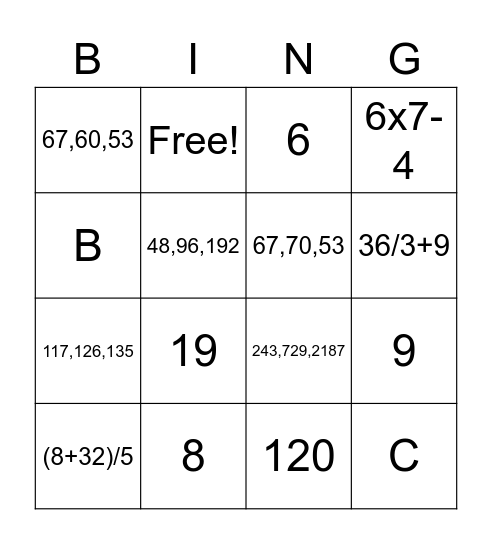 Chapter 7 Bingo Card