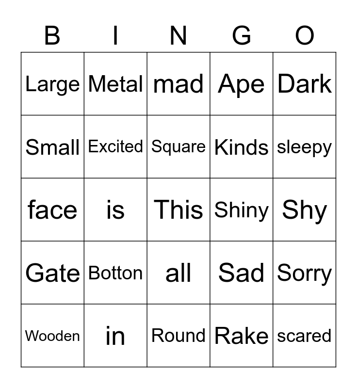 Vowel sound practice Bingo Card
