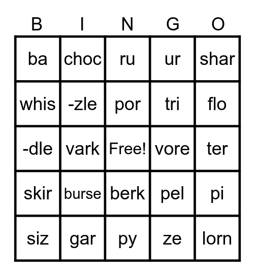Syllable Type Bingo: Closed, Open, R-Controlled and Final Consonant -le ...