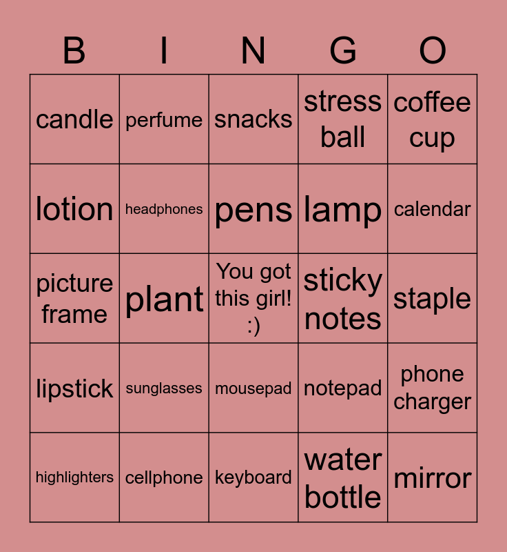 What's on your work desk? Bingo Card