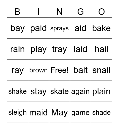 Long a Bingo Card