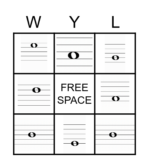 Lines and Spaces Bingo Card