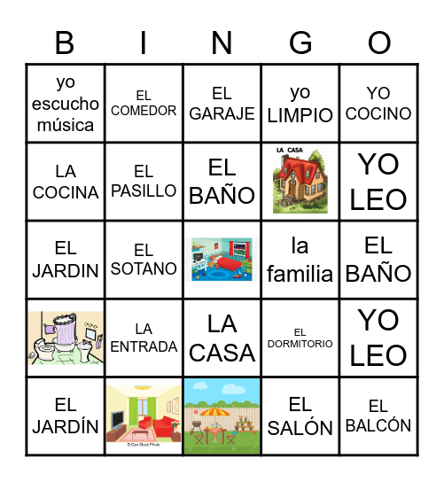 PARTES DE LA CASA Bingo Card
