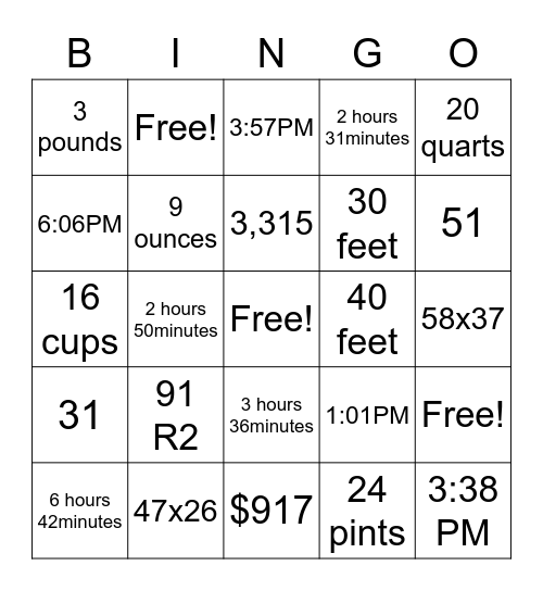 Unit 4 Review Bingo Card