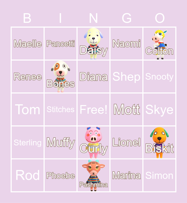 ACNH VILLAGER HUNT Bingo Card