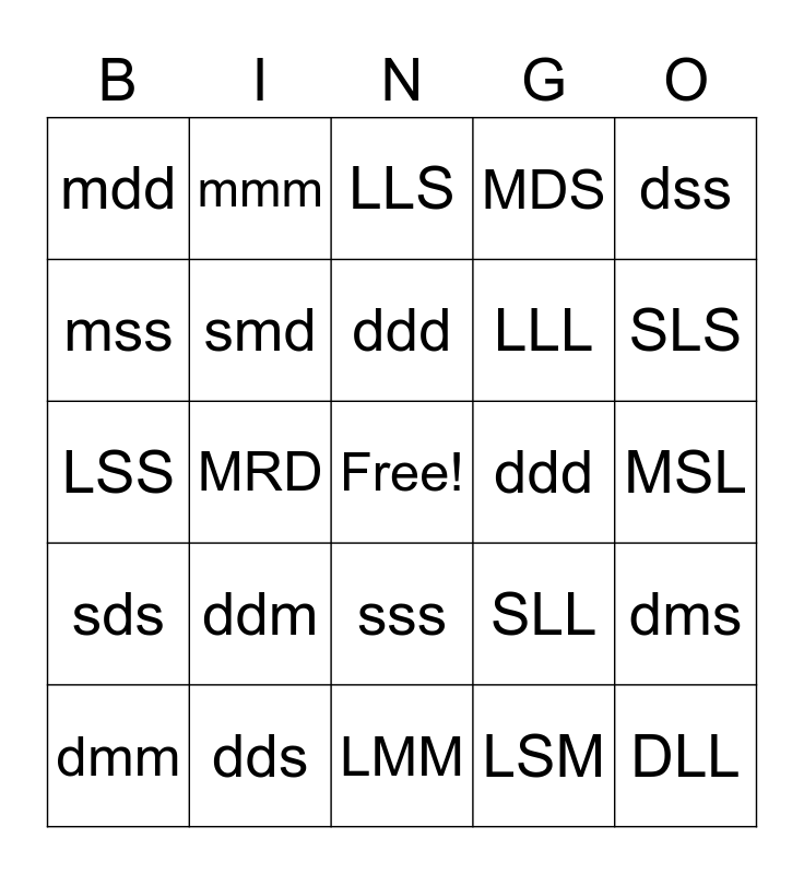Solfege Bingo Card