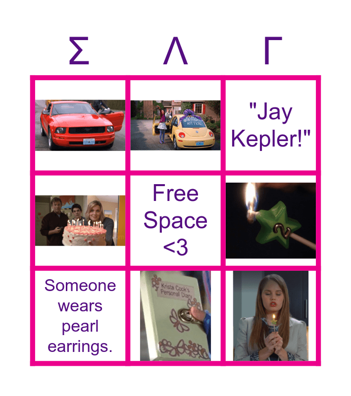 16 Wishes Bingo Card