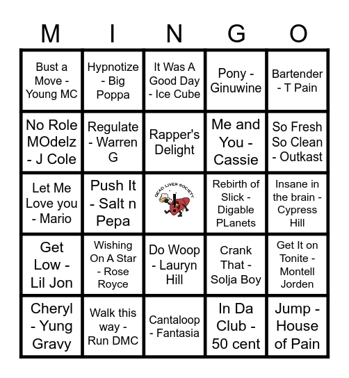 Hip Hop Bingo Card