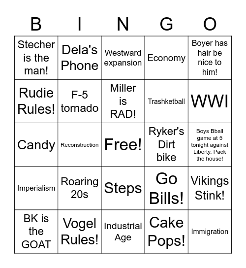 Period 5 BINGO Card