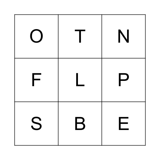 Letter BINGO Card