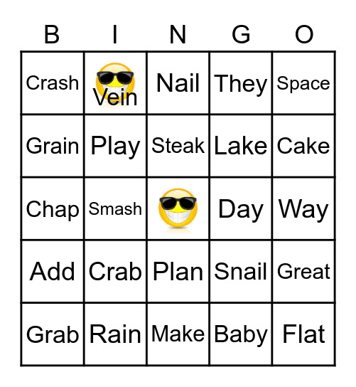 Short & Long A Words Bingo Card