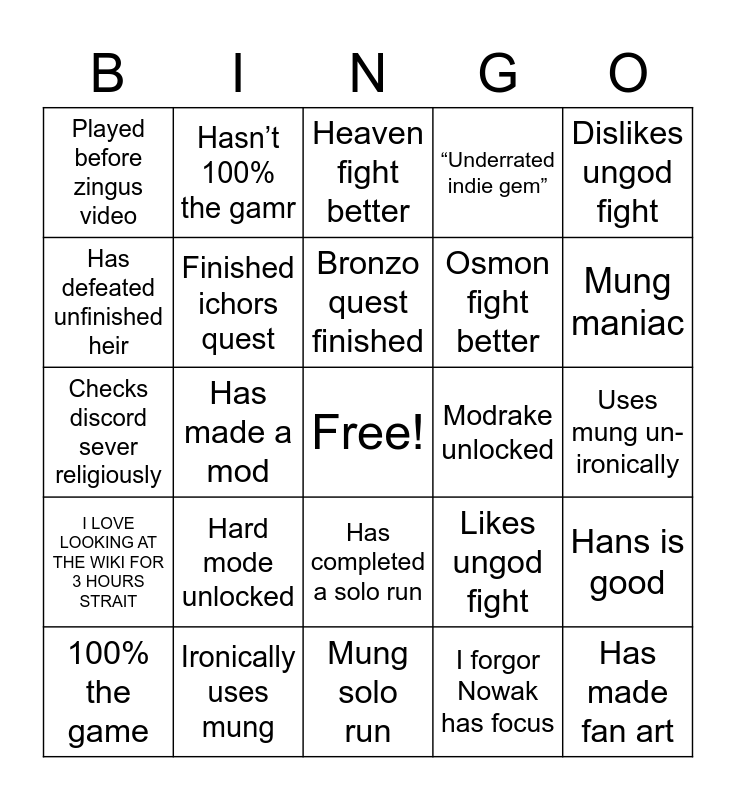 Brutal Orchestra Fan Bingo Card