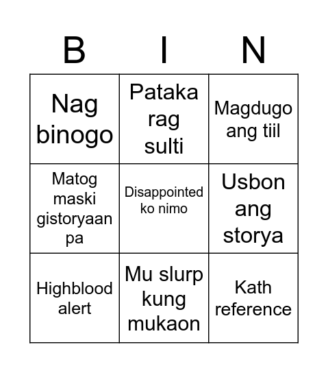 Daddy Bingo Card