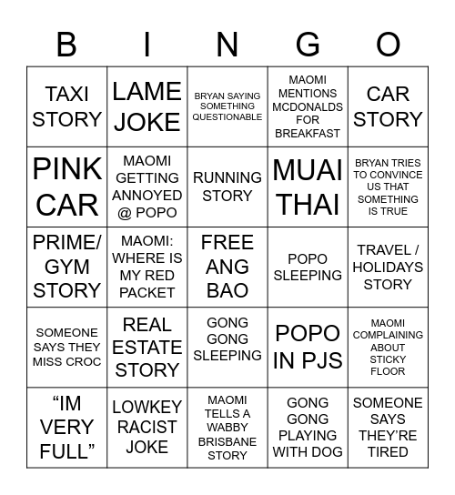 CNY Bingo Card CNY Bingo Card