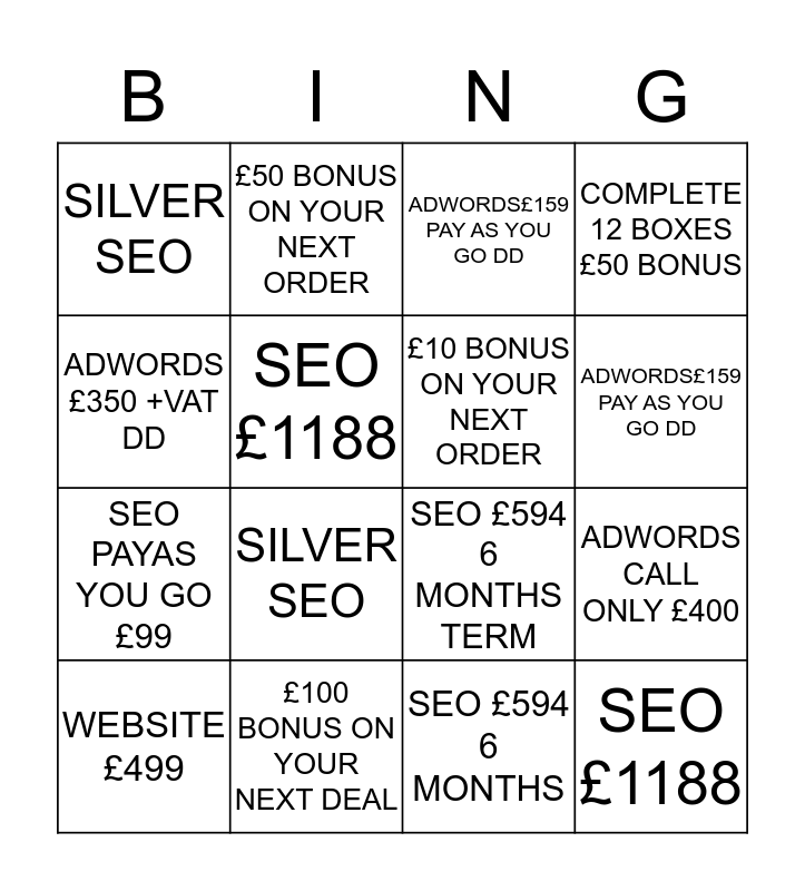 BINGO JACK MORTER Bingo Card