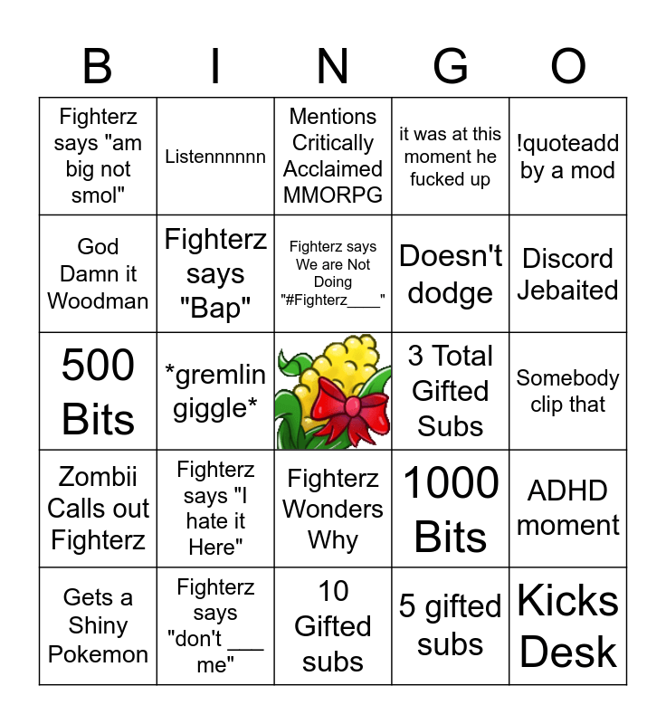 Fighterz Bingo Card