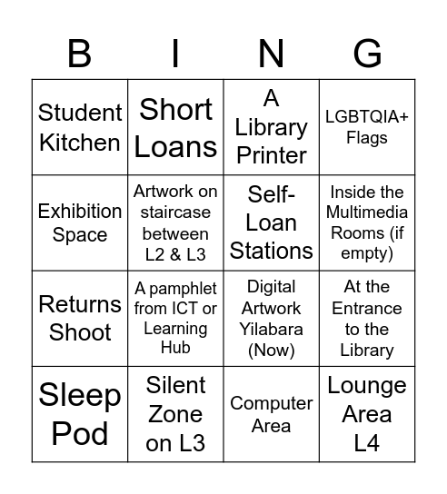 Library Bingo Card
