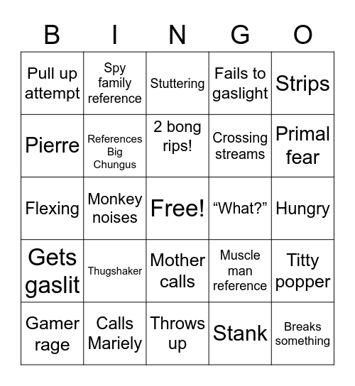 Delson Trolling Bingo Card