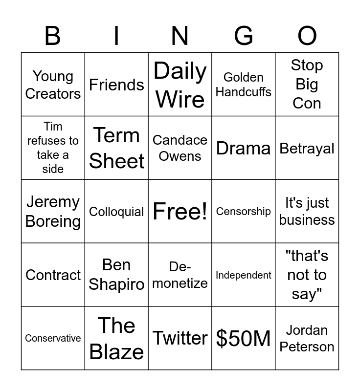 Crowder on Tim Pool Bingo Card