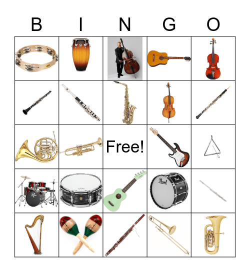 Instrument Bingo Card