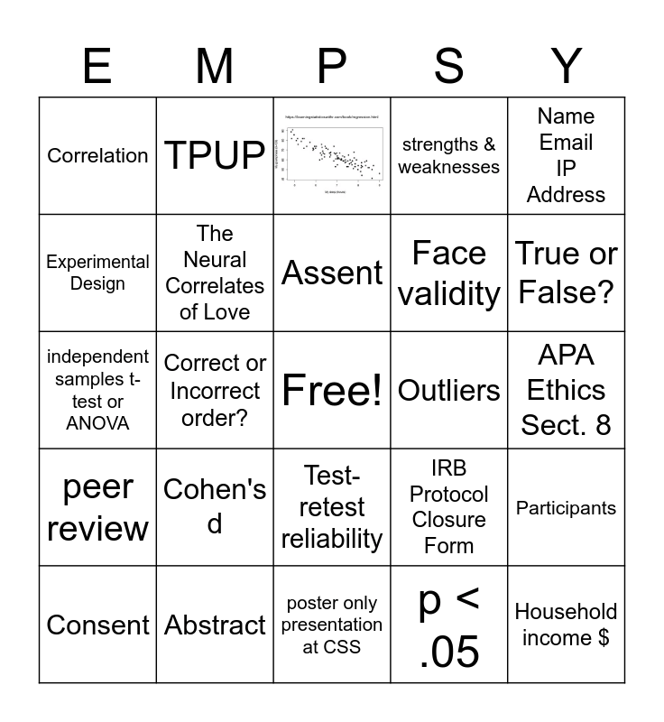 Emp Psy Game Bingo Card
