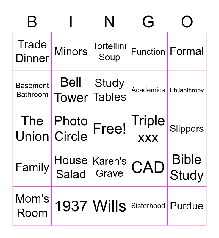 Ann Tweedale Sisterhood BINGO ! :) Bingo Card