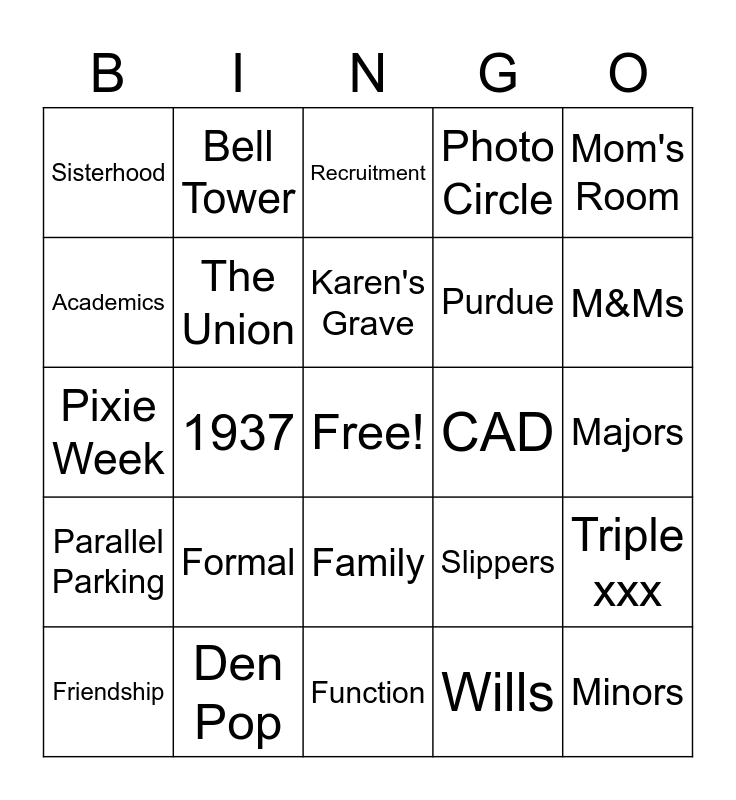 Ann Tweedale Sisterhood BINGO! :) Bingo Card