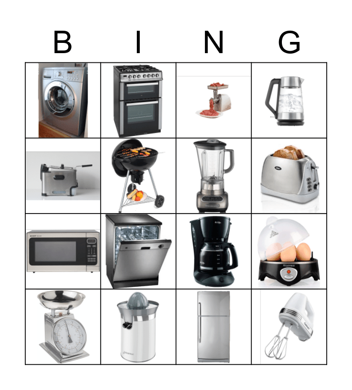 KITCHEN APPLIANCES Bingo Card