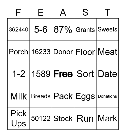 Feast Bingo Card