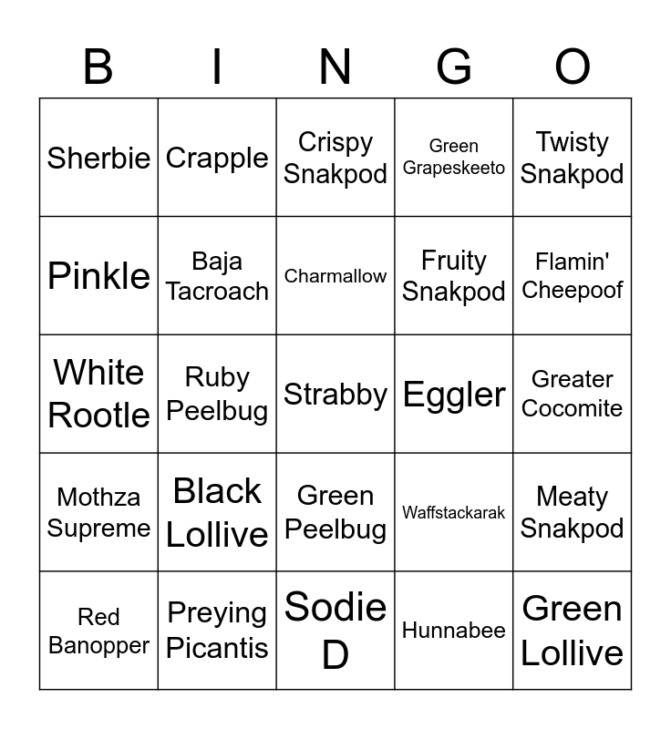 Turtle's Bingo card (Round 2) Bingo Card