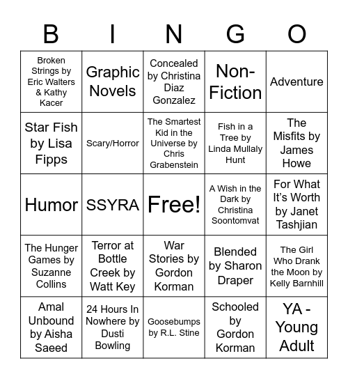 Literacy Week Bingo Card