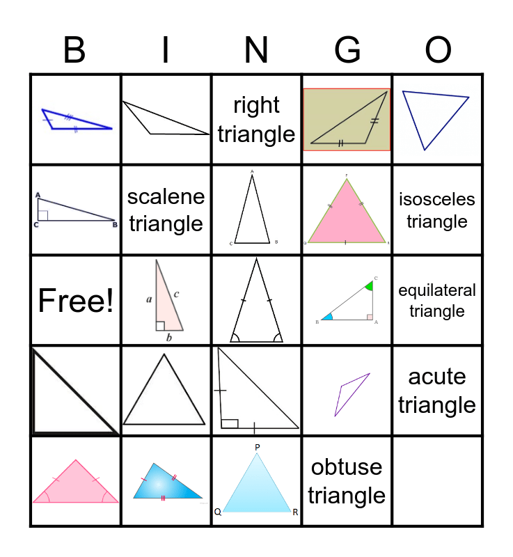 Triangle Bingo Card