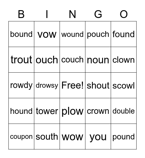 ou- ow bingo Card